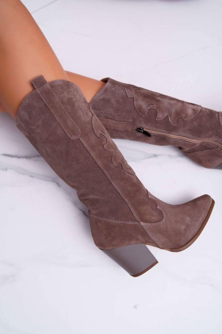 Buty Kozaki Damskie Na Słupku Kowbojki Cappuccino Brunt Damskie ...