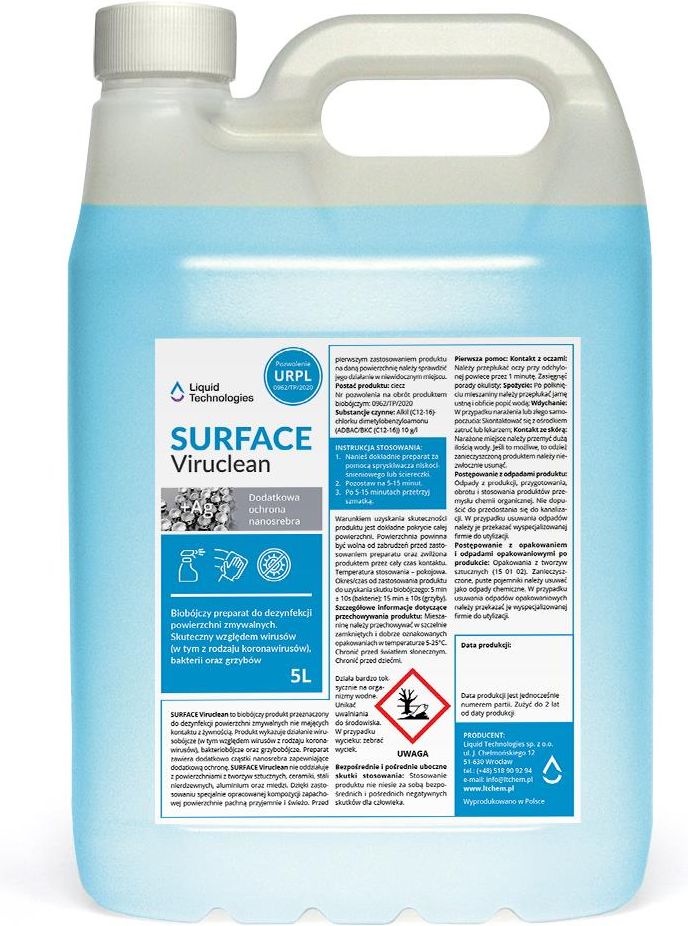 Liquid Technologies płyn do dezynfekcji Surface Viruclean 5l - Opinie i ...