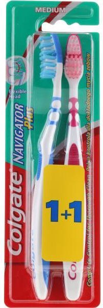 Colgate Szczoteczka Do Zębów Nawigator Plus Średnia Twardość 1+1 ...