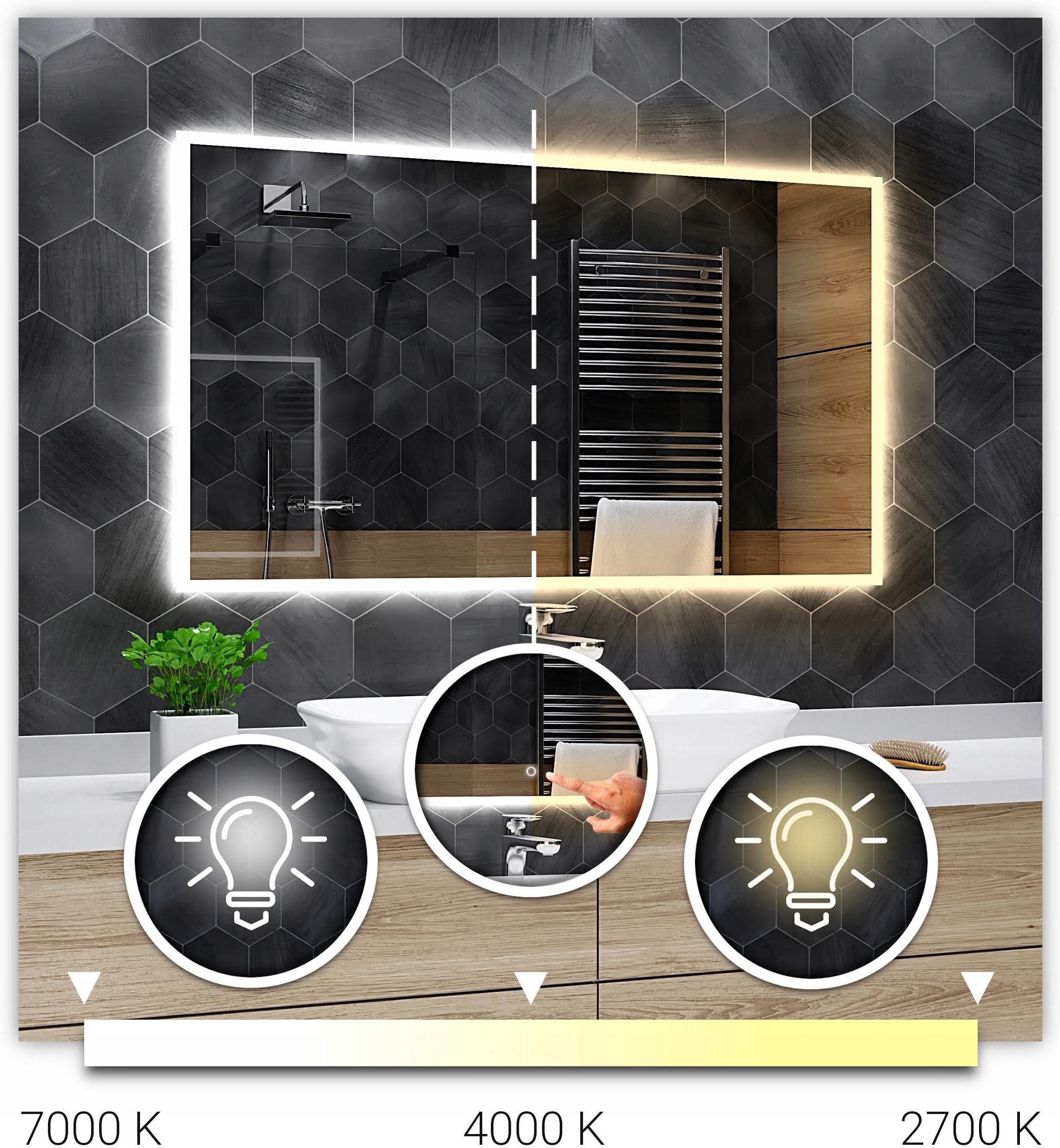 ALASTA LUSTRO ŚCIENNE 60X60CM NA DOTYK DUAL LED BIRMA - Opinie i ...