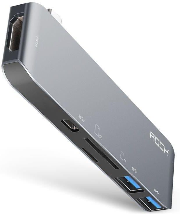 ROCK ROCK ADAPTER TYPE-C TO MULTI PORT 6IN1 - GRAY SZARY (177888UNIW ...