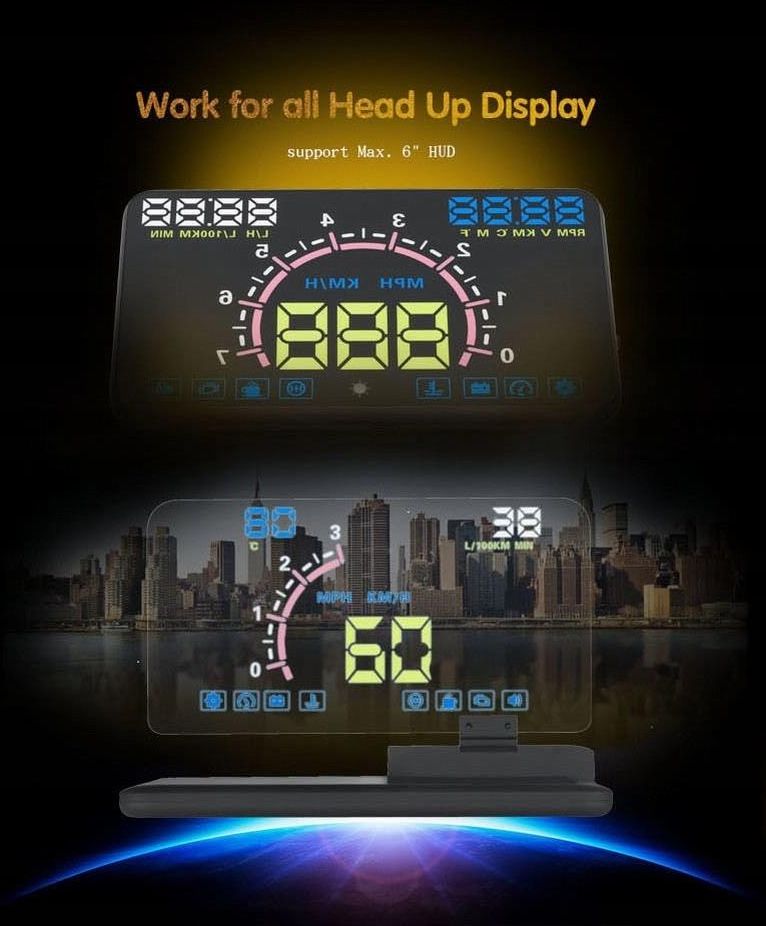 HUD WYŚWIETLACZ HEAD DISPLAY HUD WYŚWIETLACZ HEAD UP DISPLAY LCD DO ...