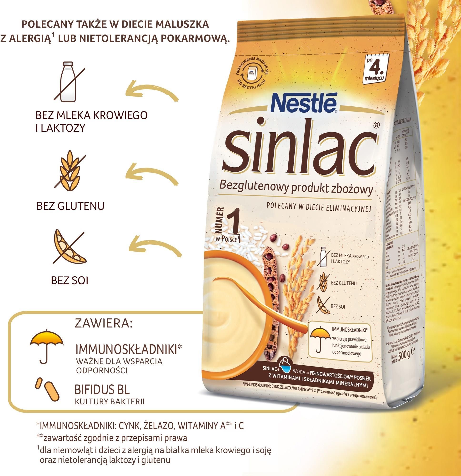 Nestle Sinlac Bezglutenowy Produkt Zbożowy Bez Laktozy Soi dla ...