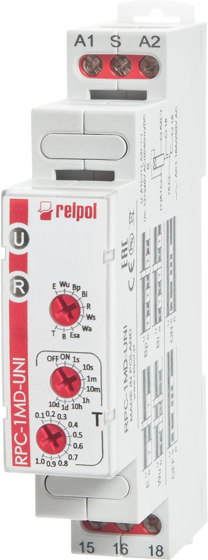 Relpol Wielofunkcyjny-przekaźnik-czasowy-1P-12-240VAC-DC-50-60Hz-RPC-1MD-UNI (863218) - Opinie i ...