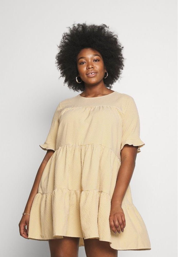 Missguided Plus Tiered Frill Sleeve Smock Dress Gingham - Sukienka ...
