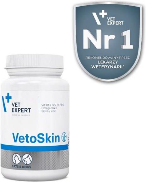 Vet Expert Vetoskin preparat na skórę i sierść dla psów i kotów 60kaps ...