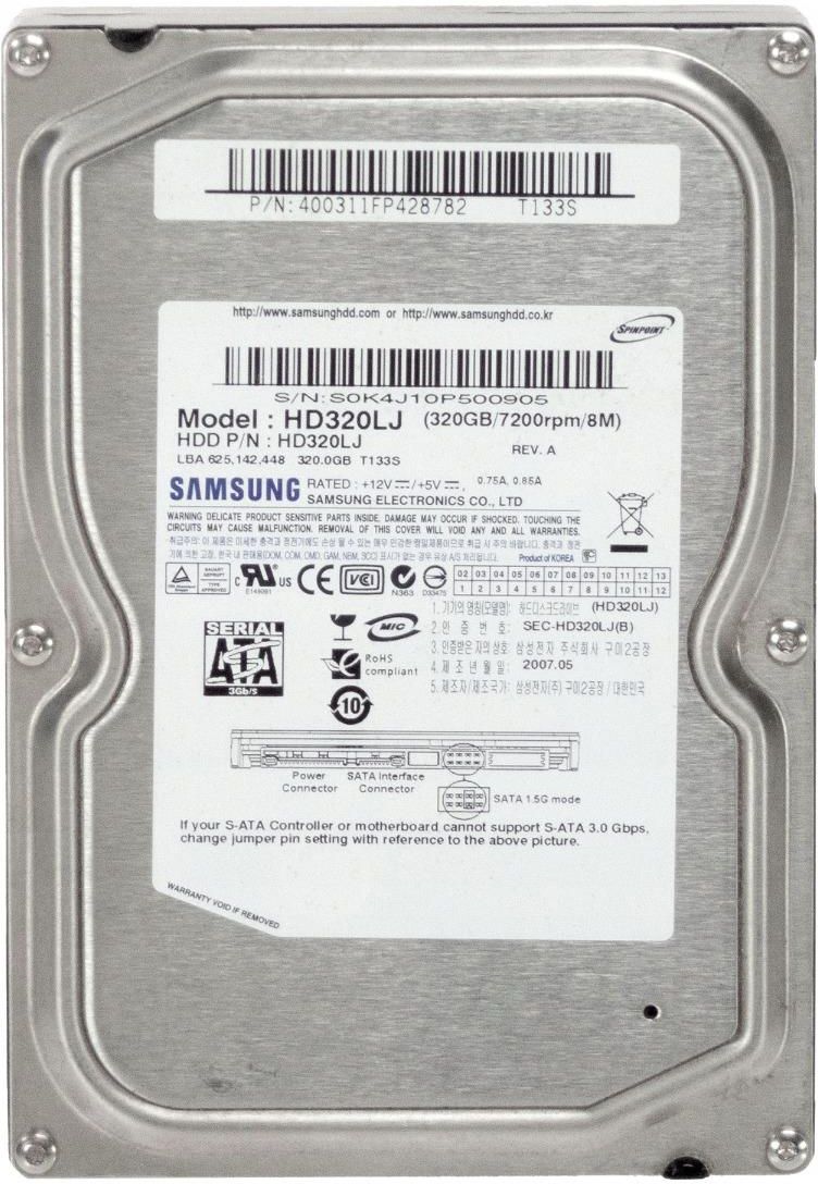 Dysk twardy Samsung HDD 320GB SATA II, NCQ, 8MB cache, 7200RPM (HD320LJ ...