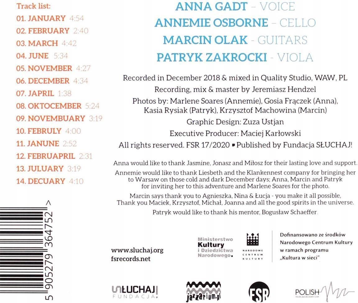 Płyta kompaktowa Anna Gadt & Anemie Osborne & Patryk Zakrocki & Marcin ...