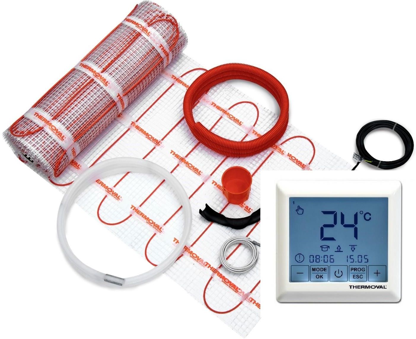 Ogrzewanie podłogowe Thermoval Zestaw Mata Grzejna 10,0m2 1500 W Jednostronnie Zasilana ...