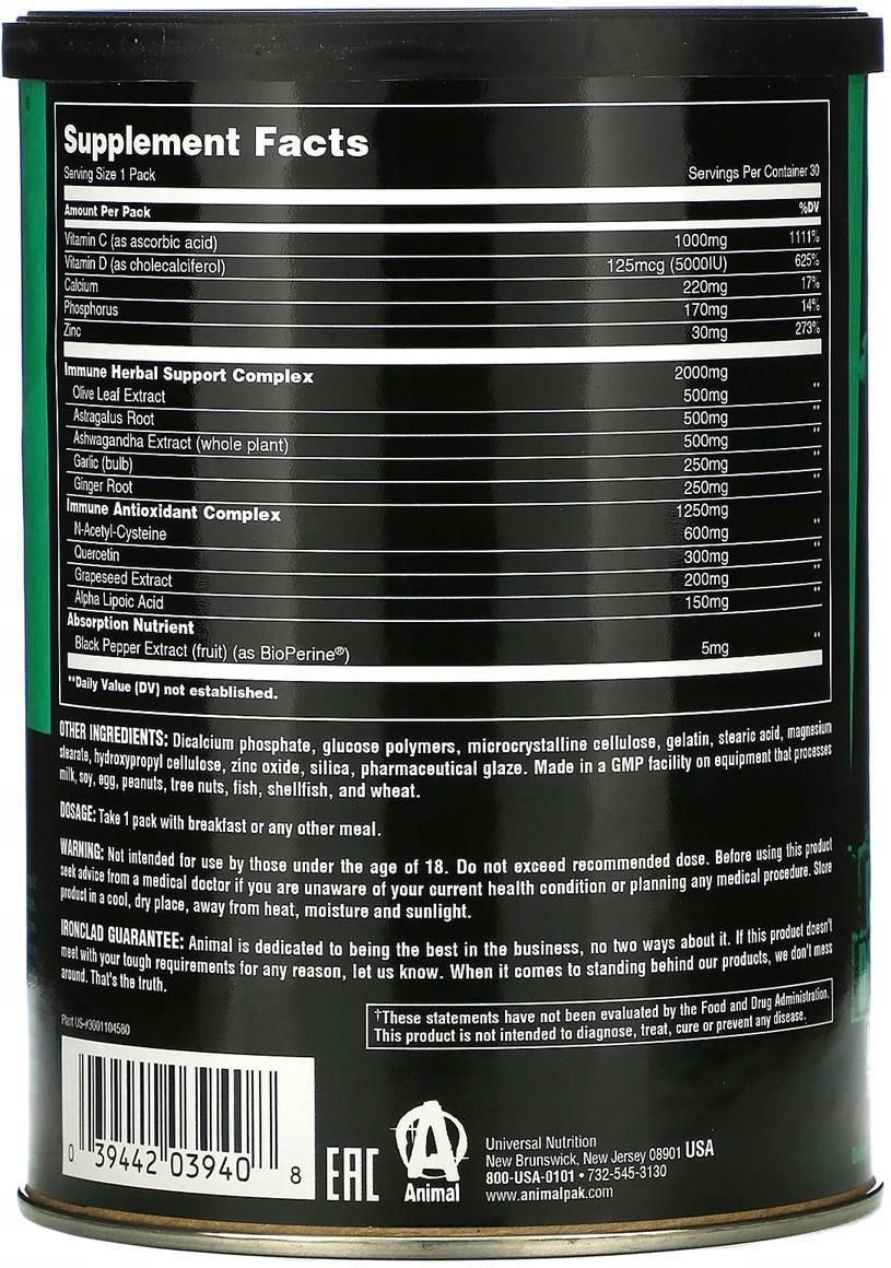 Universal Animal Immune Pak 30 pack - Opinie i ceny na Ceneo.pl