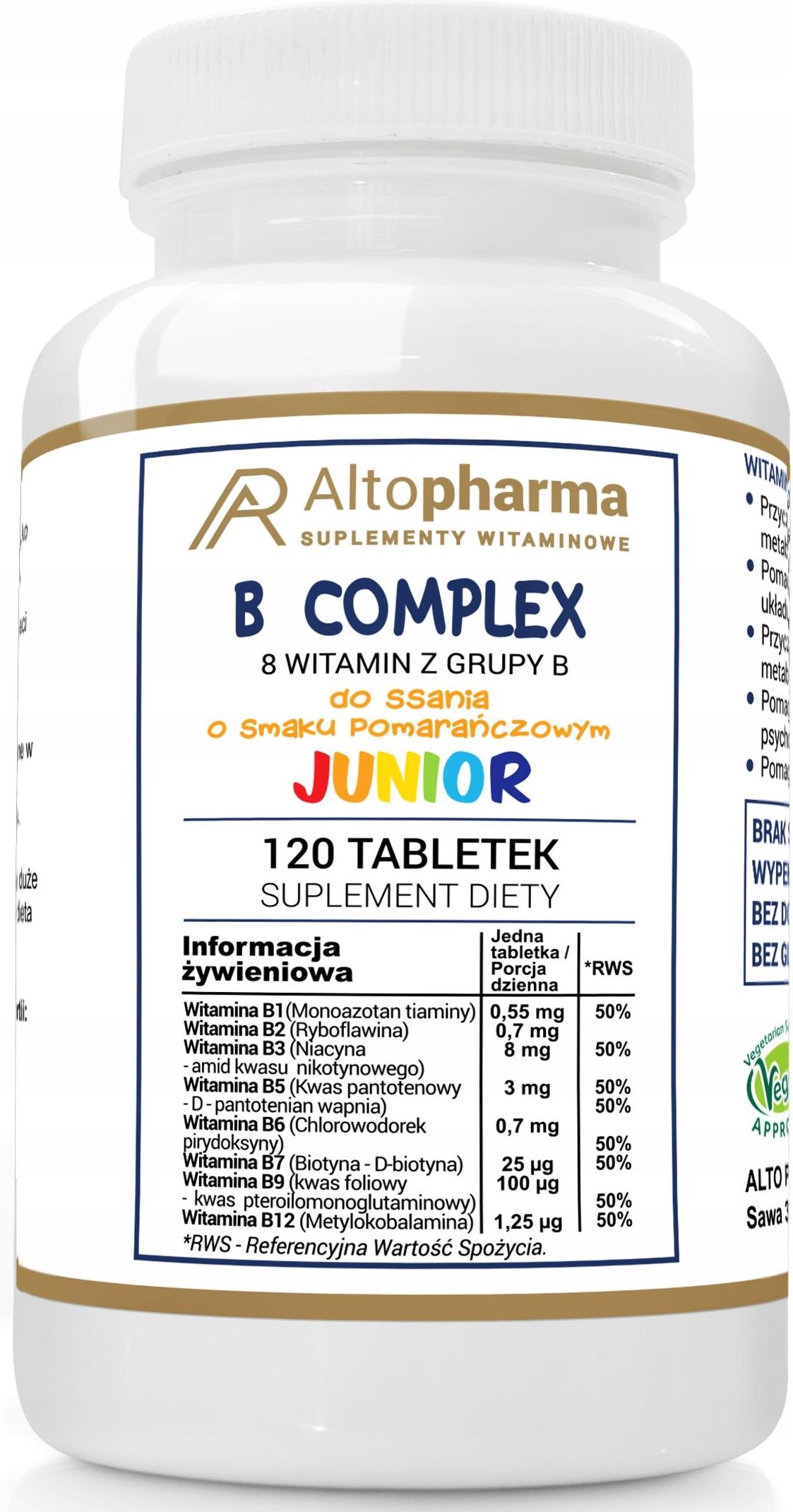Alto Pharma Witamina B Complex Junior 120szt - Opinie i ceny na Ceneo.pl