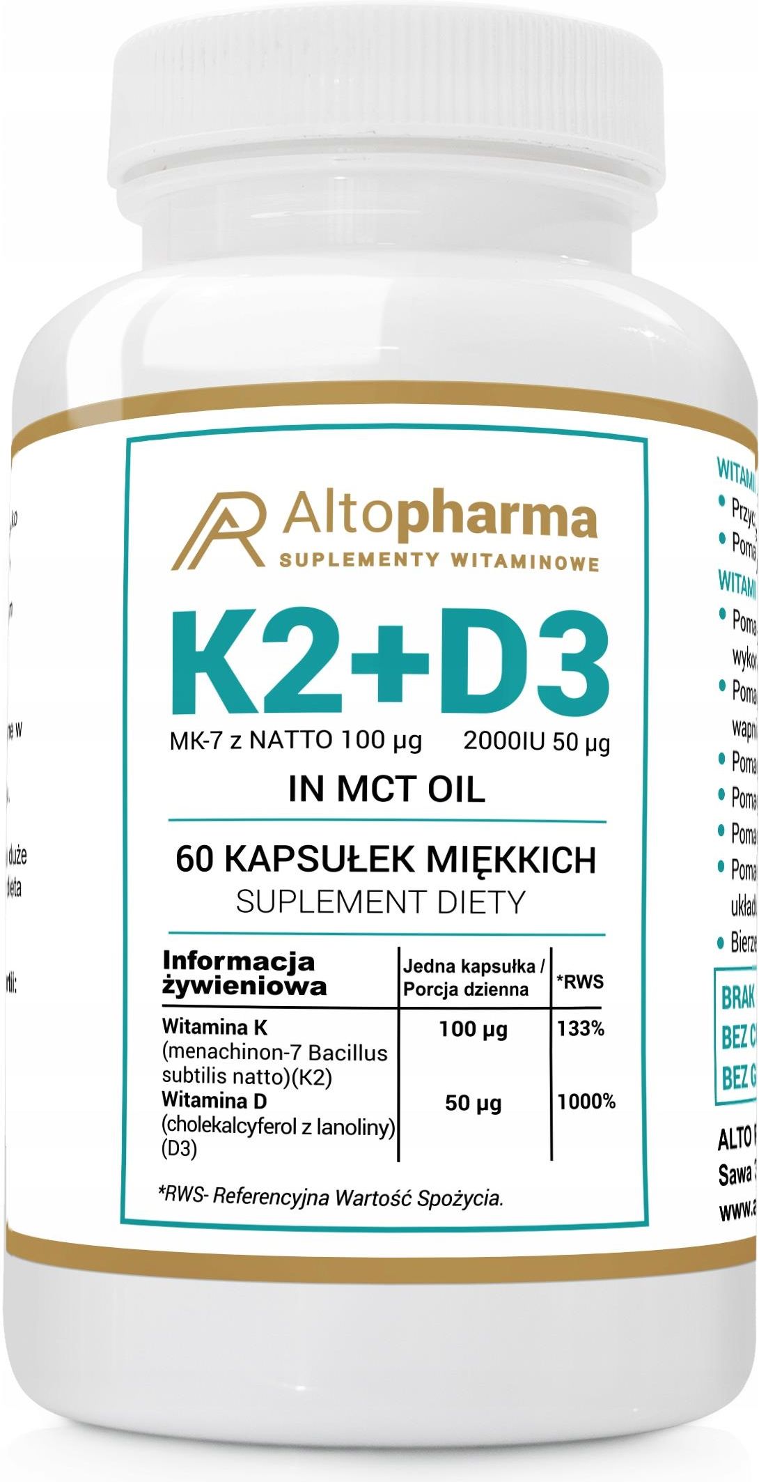 Witamina K2 MK7 natto+ D3 2000IU Olej Kokosowy Mct - Opinie i ceny na ...