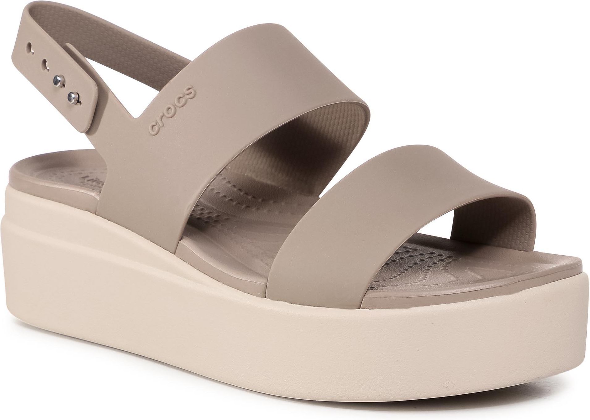Sandały CROCS - Brooklyn Low Wedge W 206453 Mushroom/Stucco - Ceny i ...