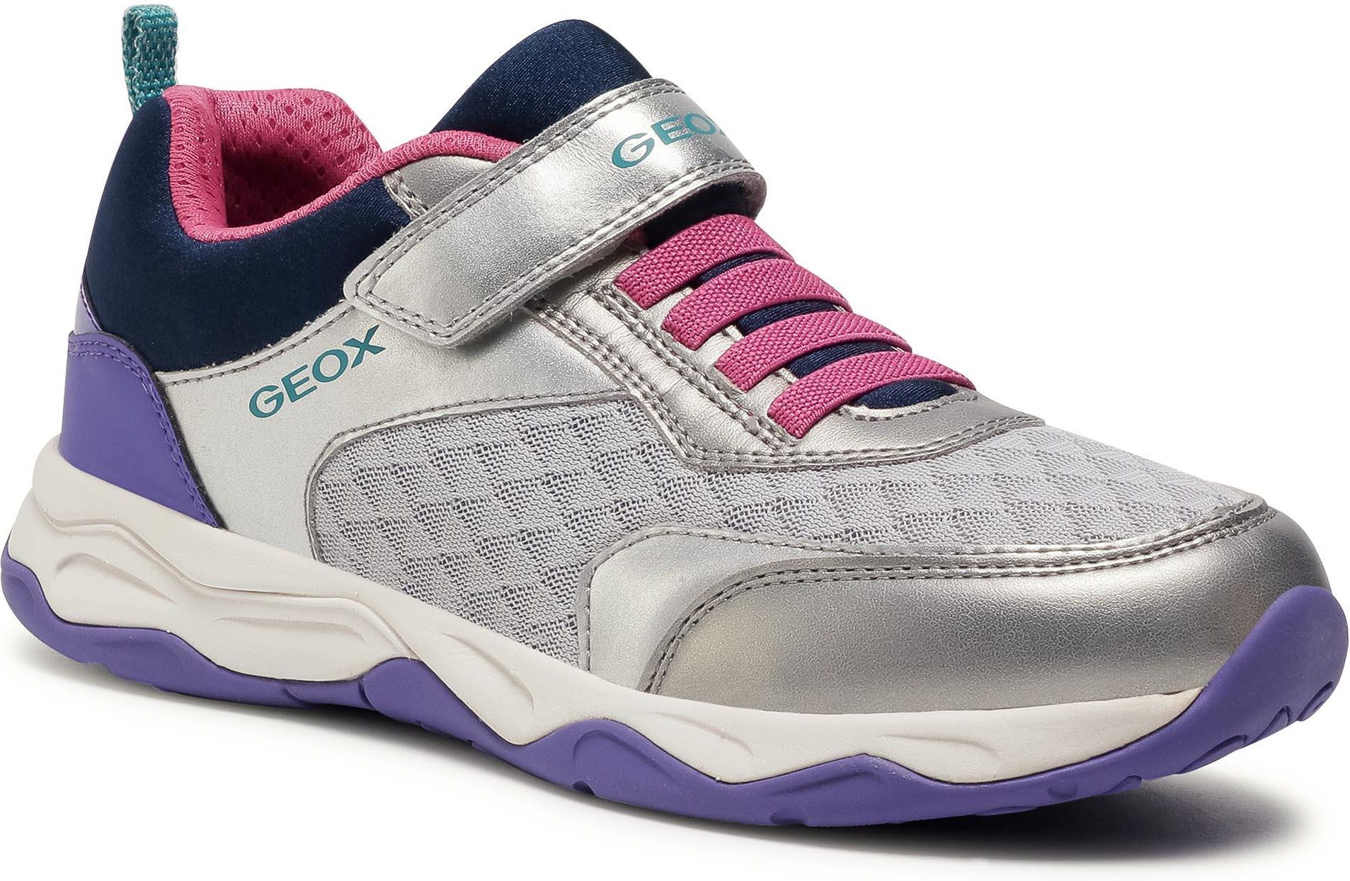 Geox Sneakersy - J Calco G. A J04Cma 0Nf14 C1An8 D Dk Silver/Violet - Ceny i opinie - Ceneo.pl