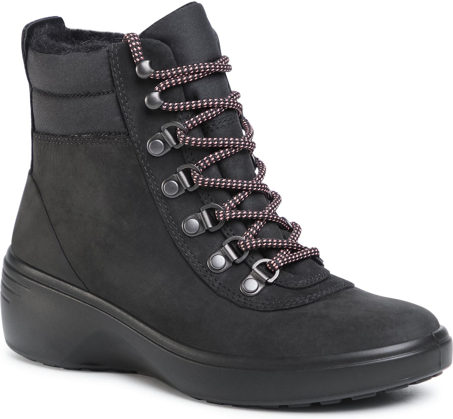 Botki ECCO - Soft 7 Wedge Tred 42080351052 Black/Black - Ceny i opinie ...