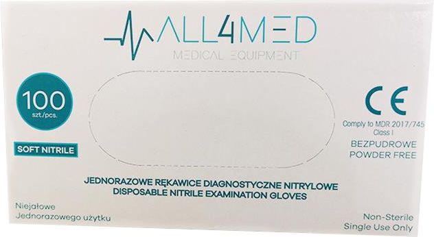 Rękawice Nitrylowe Bezpudrowe All4Med Czarne (Opak. 100 Szt.) M - Ceny ...