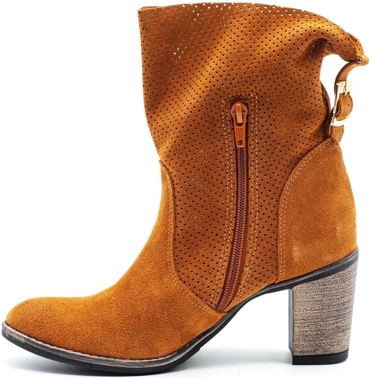 Ażurowe skórzane botki Sophia rude - Rudy - Ceny i opinie - Ceneo.pl