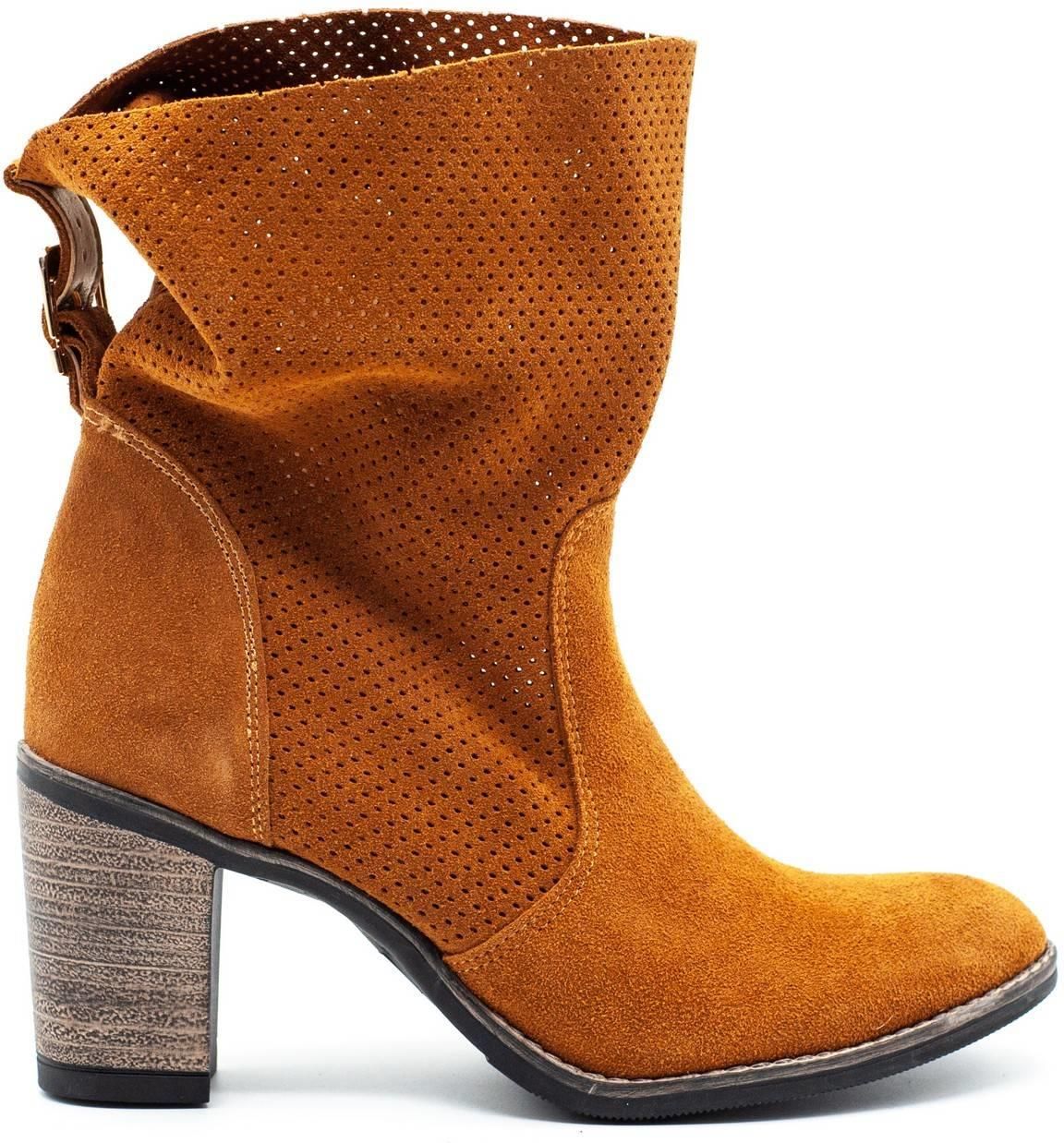 Ażurowe skórzane botki Sophia rude - Rudy - Ceny i opinie - Ceneo.pl