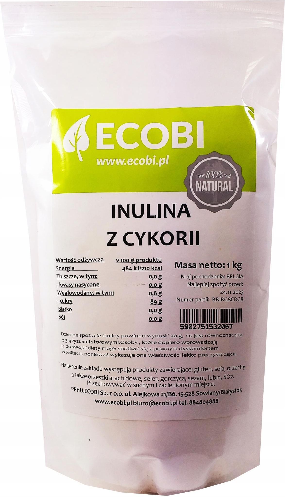 Ecobi - Słodzik inulina z cykorii 1kg - Ceny i opinie - Ceneo.pl
