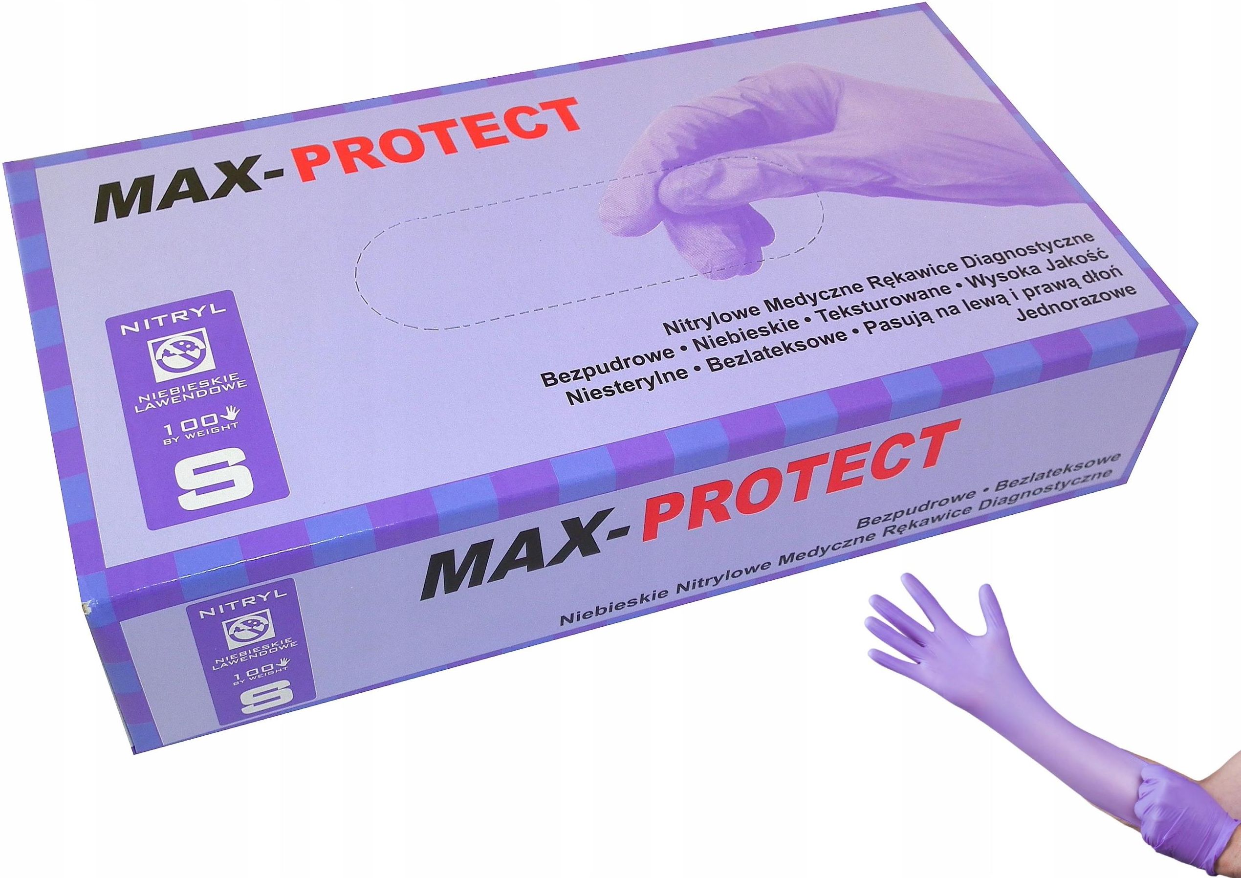 Max-Protect Rękawice Rękawiczki Nitrylowe Bezpudrowe 100 Szt S - Ceny i ...