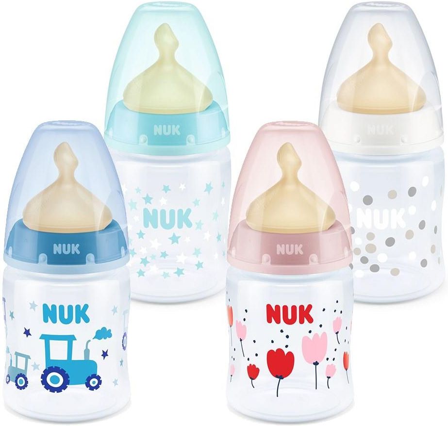NUK First Choice Butelka ze wskaźnikiem temperatury + lateksowy smoczek 0-6 mies. do mleka ...