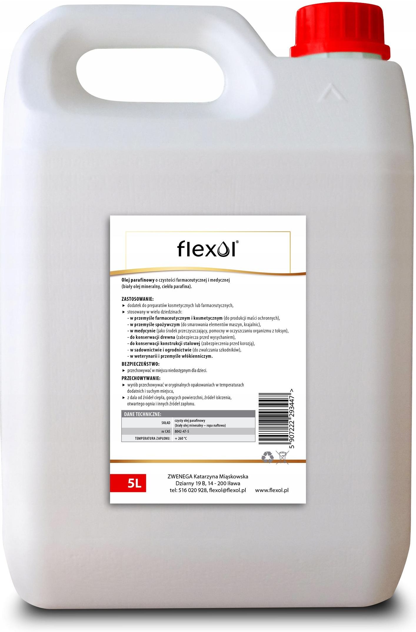 Drobne akcesoria medyczne Flexol Olej Parafinowy Farmaceutyczny 100% ...