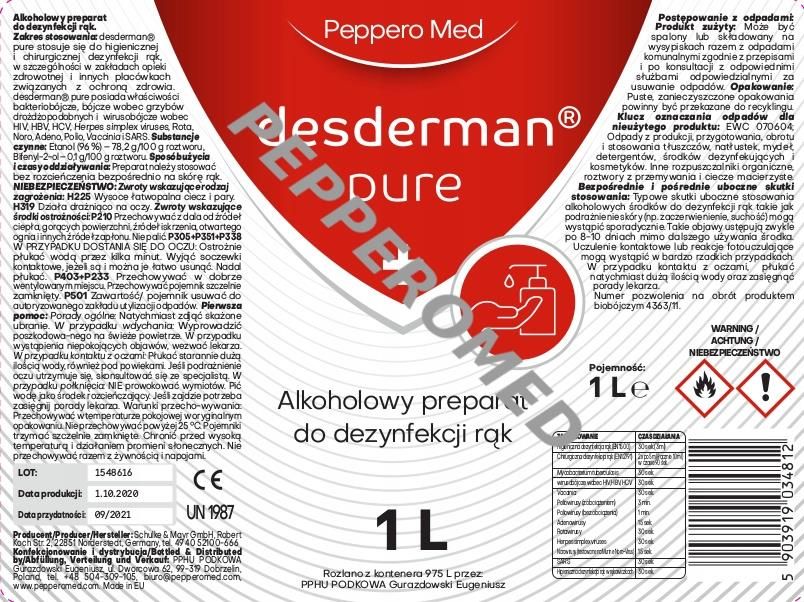 Desderman Pure dezynfekcja 1L z pompką Pepperomed - Opinie i ceny na ...