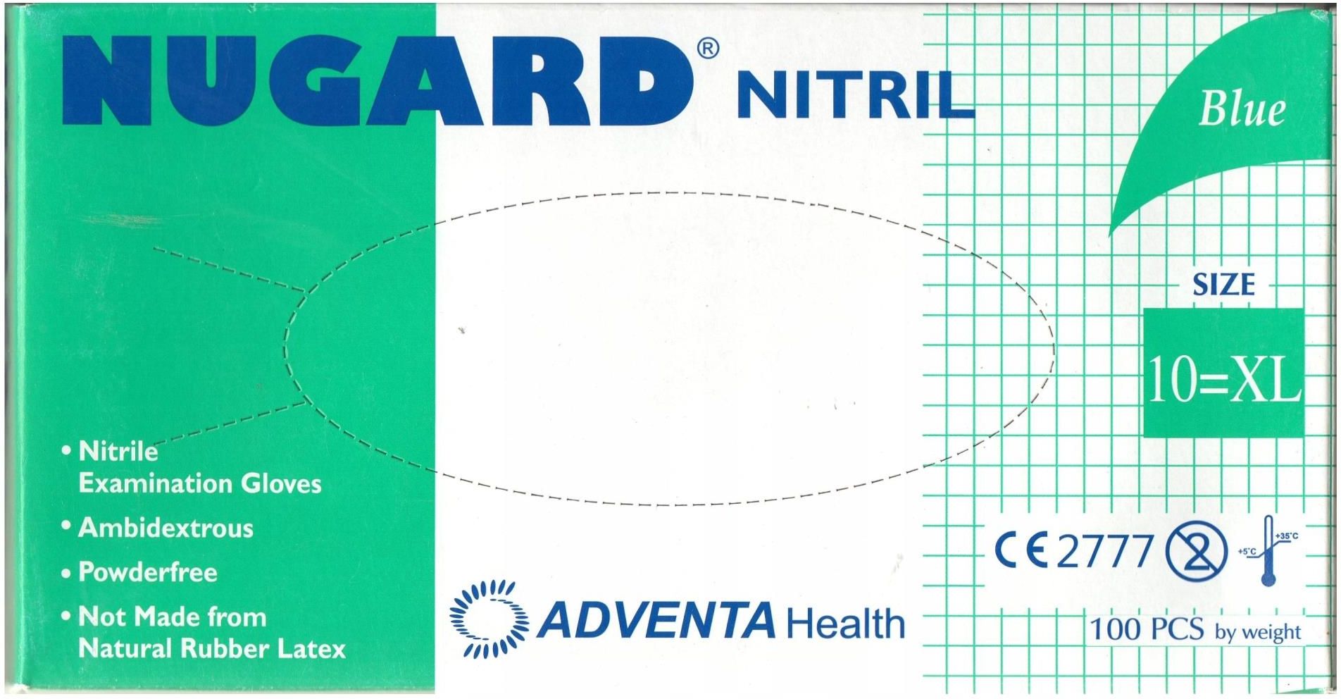 Adventa Health Rękawiczki Nitrylowe 100Szt. Xl Ochrona Iso 374 - Ceny i ...