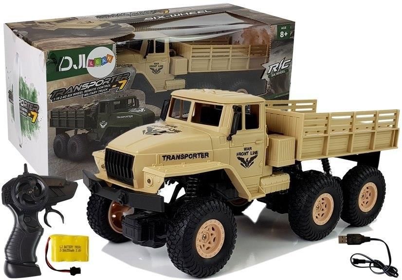 LeanToys Ciężarówka Auto Zdalnie Sterowane 1:18 Wojskowe Piaskowe ...