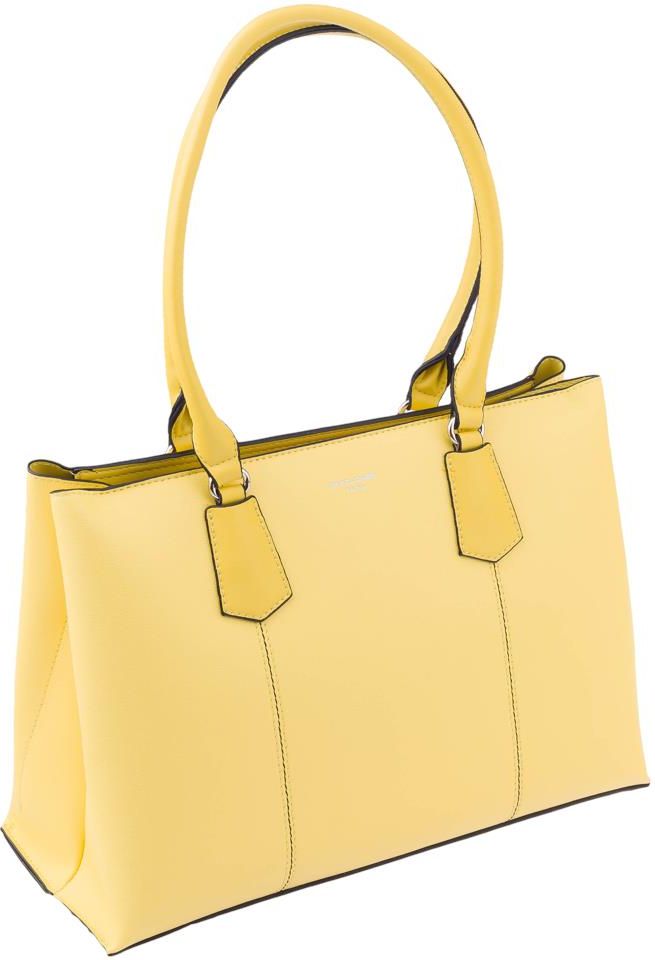 David Jones trapezowaty shopper na długich uchwytach skóra eko - żółty ...