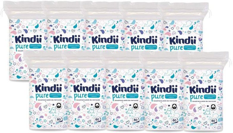 Kindii Pure Płatki Bawełniane Kosmetyczne Dla Niemowląt Zestaw 600Szt ...