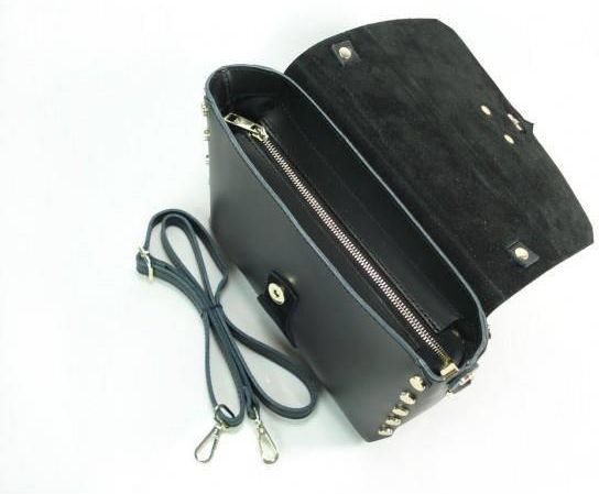 Kuferek listonoszka A5 złote dżety + zamsz czarna Vera Pelle VPK789N ...