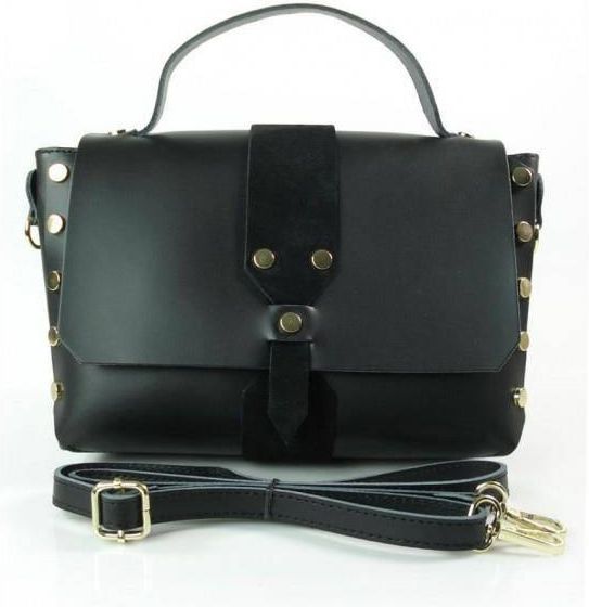 Kuferek listonoszka A5 złote dżety + zamsz czarna Vera Pelle VPK789N ...