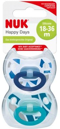 NUK Classic Happy Days silikonowy 18-36M niebieski 2 szt. - Ceny i opinie - Ceneo.pl