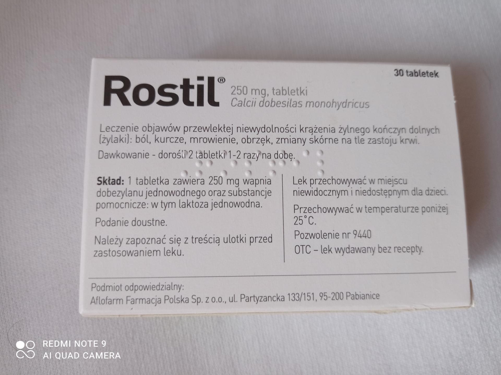 Rostil 250 mg 30 tabletek - Opinie i ceny na Ceneo.pl