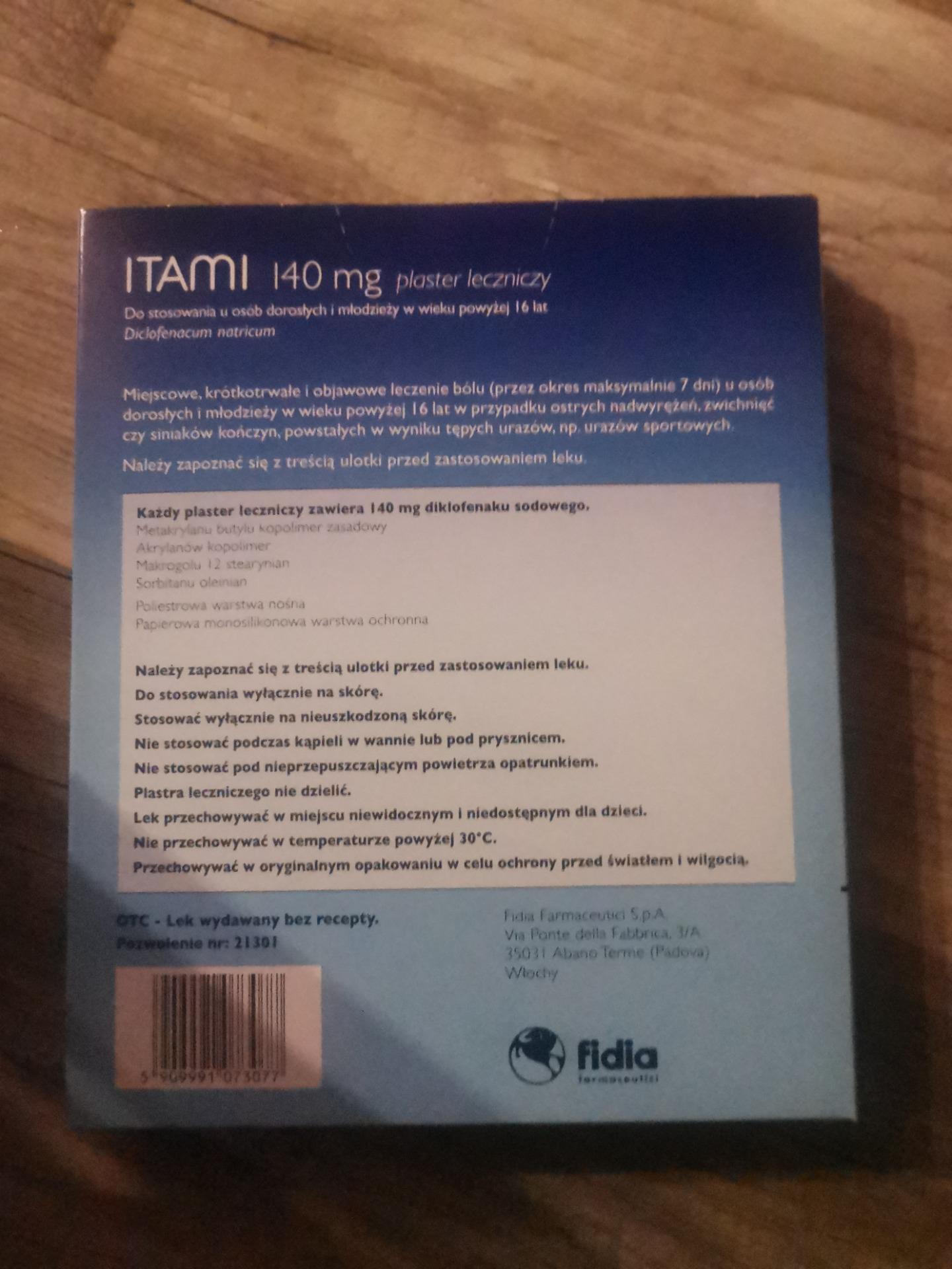 Itami Plaster leczniczy na ból mięśni i stawów 10 szt. - Opinie i ceny ...