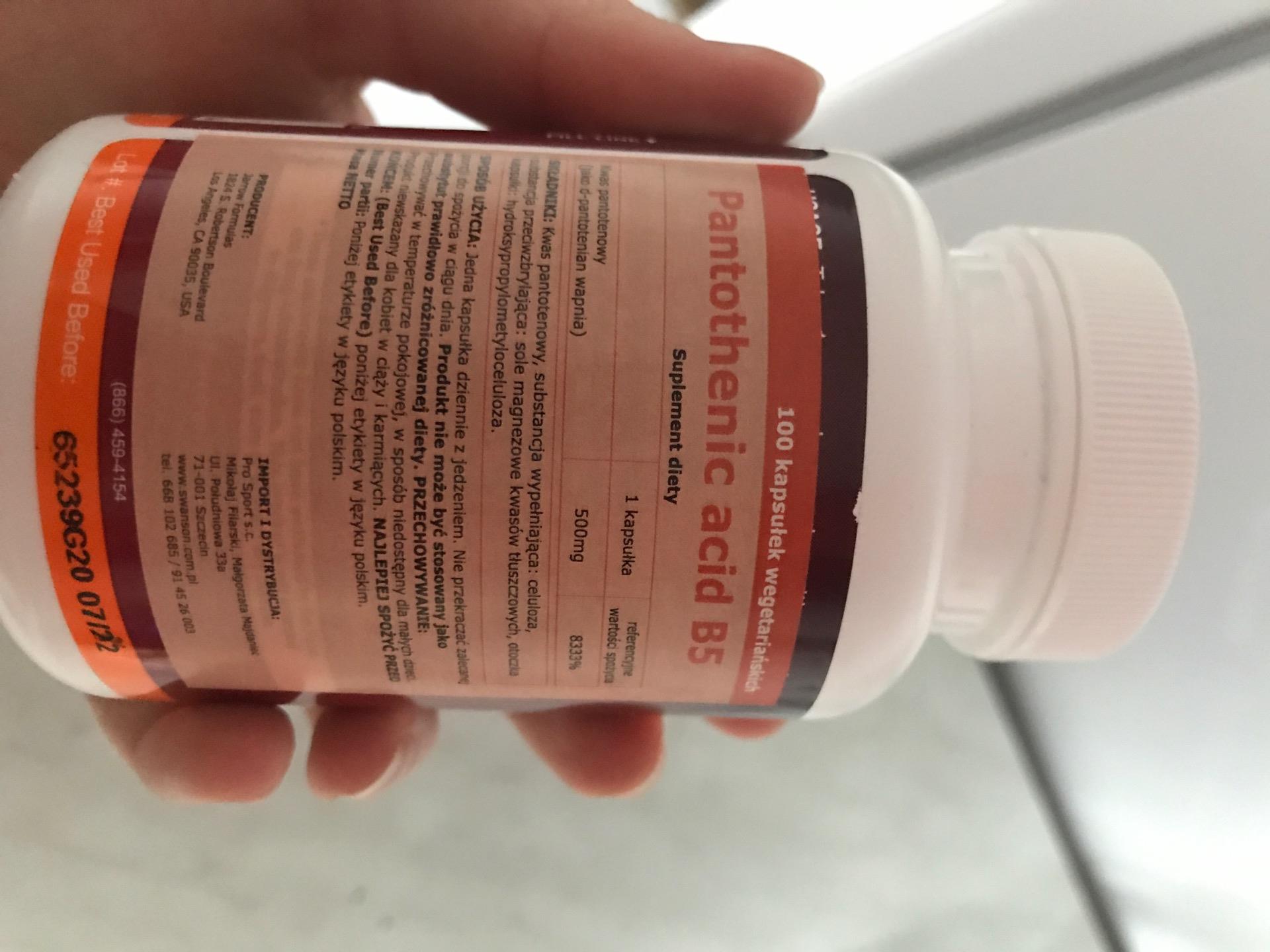 Jarrow Pantothenic acid B5 Kwas Pantotenowy Witamina B5 100 kaps ...