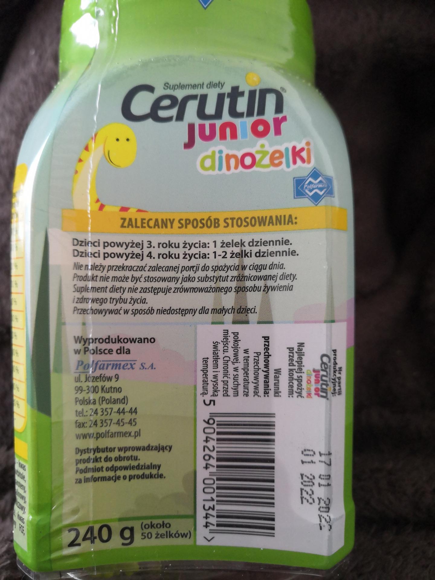 Cerutin JUNIOR DINOŻELKI żelki witaminy dla dzieci na odporność 240g ...