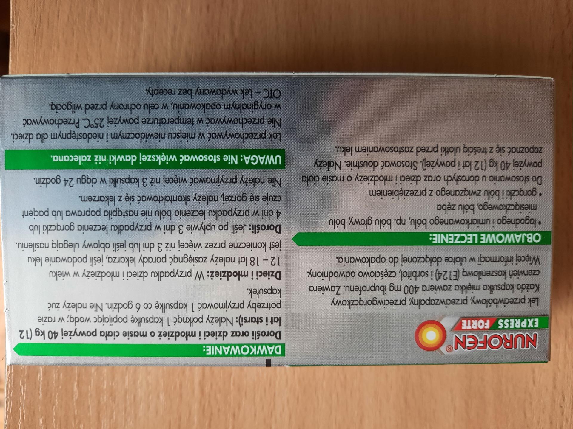 Leki przeciwbólowe Nurofen Express Forte ibuprofen 400 mg 20 kapsułek ...